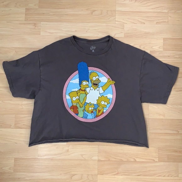 Simpsons | Tops | The Simpsons Family Photo Gray Silk Screen Crop Top ...